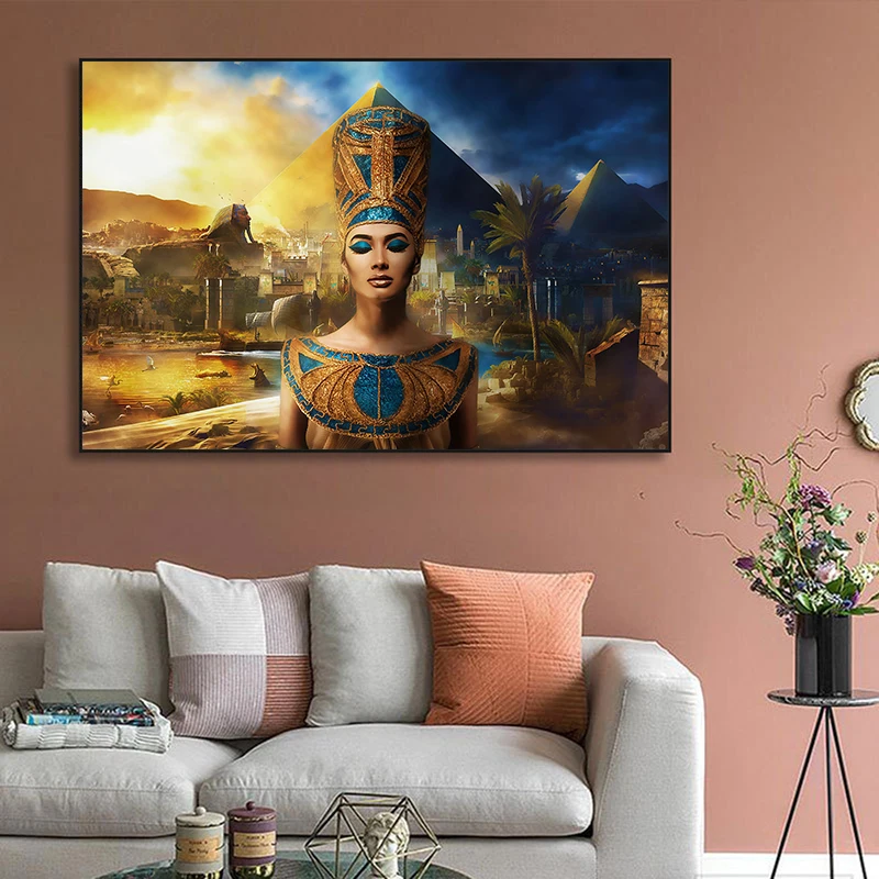 Ancient-Egypt-Pyramid-Queen-Cleopatra-Canvas-Paintings-Posters-and ...