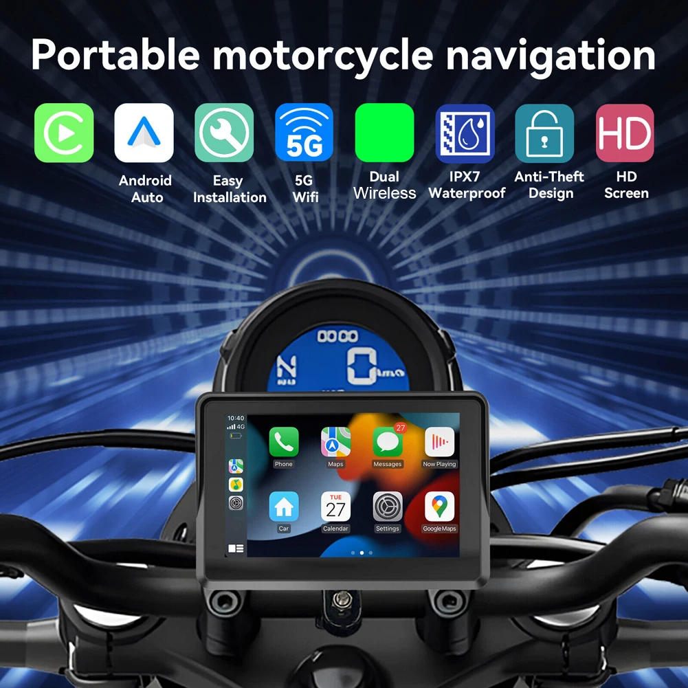 5-Inch-Wireless-Carplay-Android-Auto-Motorcycle-GPS-Navigator-IP67 ...