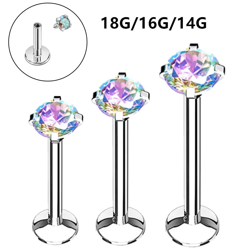 Piercing-Labret-de-Cristal-AB-de-acero-inoxidable-1-piezas-anillo-para ...