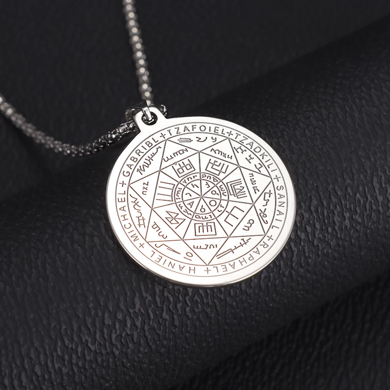 Seven-Archangels-Amulet-Stainless-Steel-Necklace-Men-s-Solomon-Signet ...