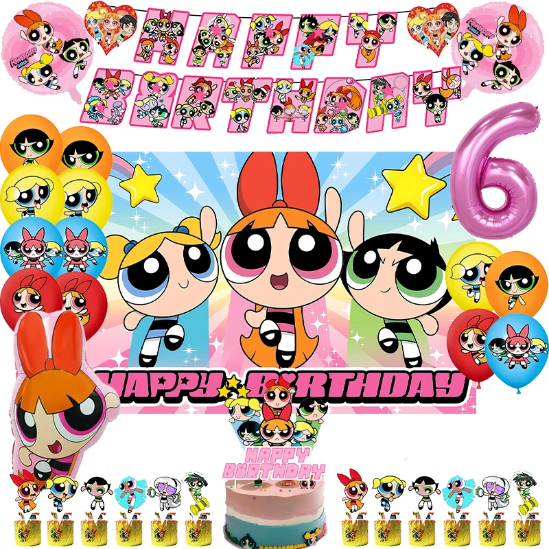 The-Powerpuff-Girls-Birthday-Party-Decoration-Balloon-Banner-Backdrop ...