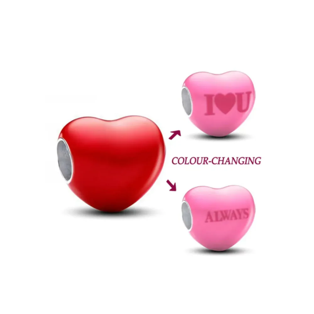 Europe-NEW-925-Sterling-Silver-Temperature-change-red-heart-Charm-Bead ...