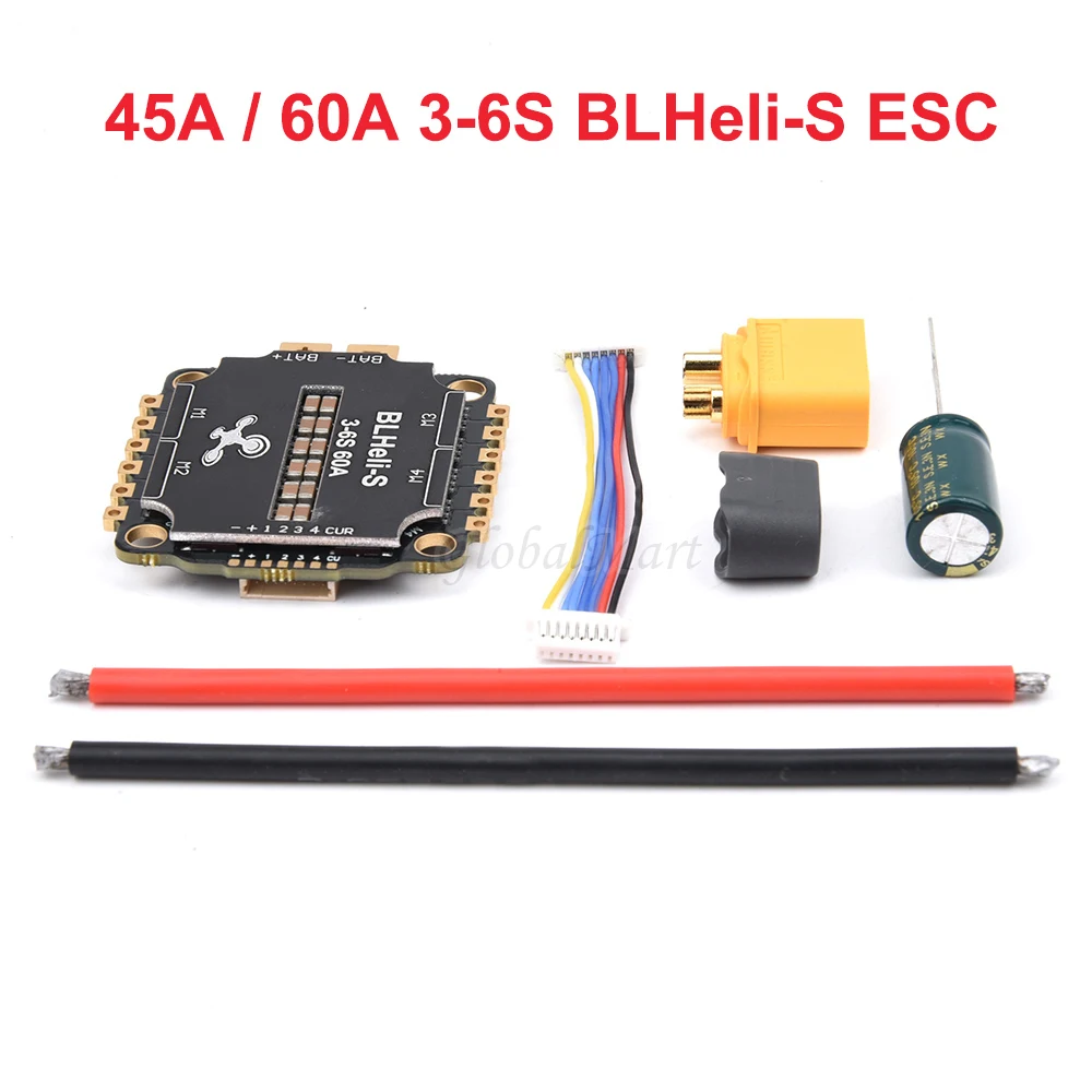 45A / 60A BLHELI_S 4IN1 3-6S Brushless ESC Support DShot 300-600 / Multishot / Oneshot / PMW 30 ...