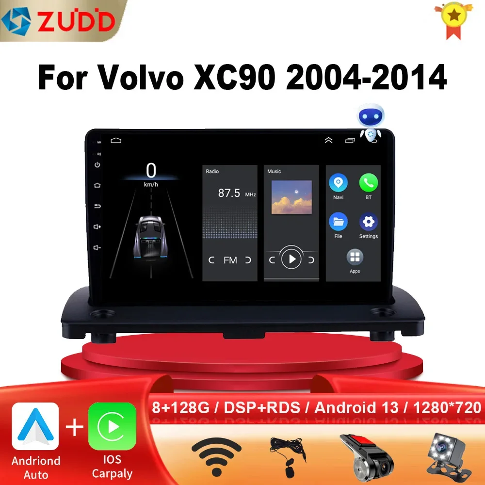 2din-Car-radio-Android-13-For-Volvo-XC90-2004-2005-2006-2007-2008-2014 ...