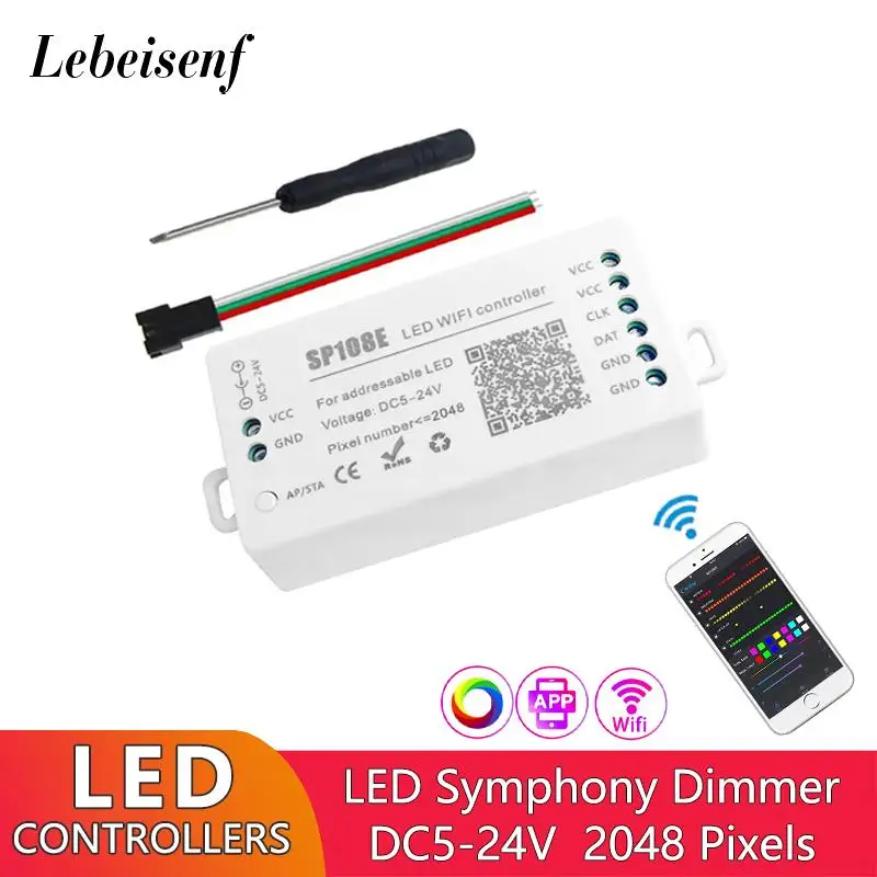 SP108E-Addressable-LED-Wifi-Dimmer-Controller-DC-5-24V-2048-Pixels-for ...