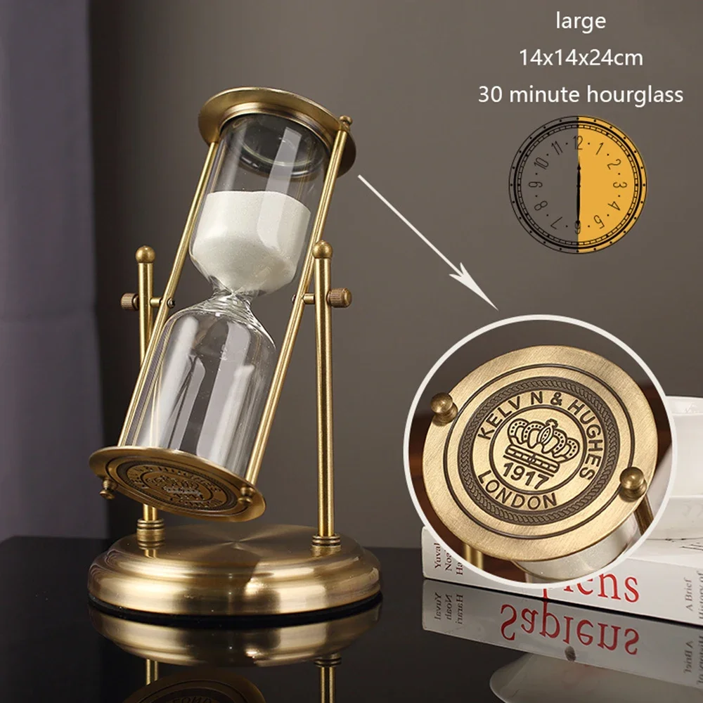 360-Rotating-Vintage-Brass-Hourglass-Metal-Sand-Clock-Antique-Sand ...