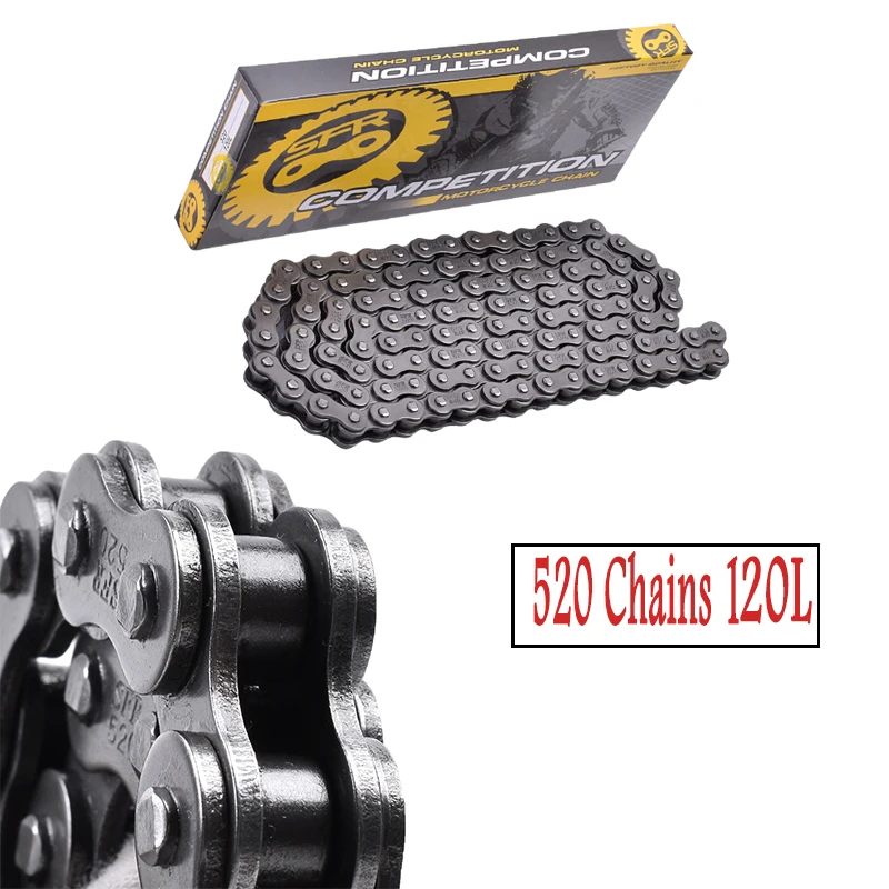 Cadena de motocicleta 428 520 cadenas 106L 112L 114L 116L 118L 120L ...