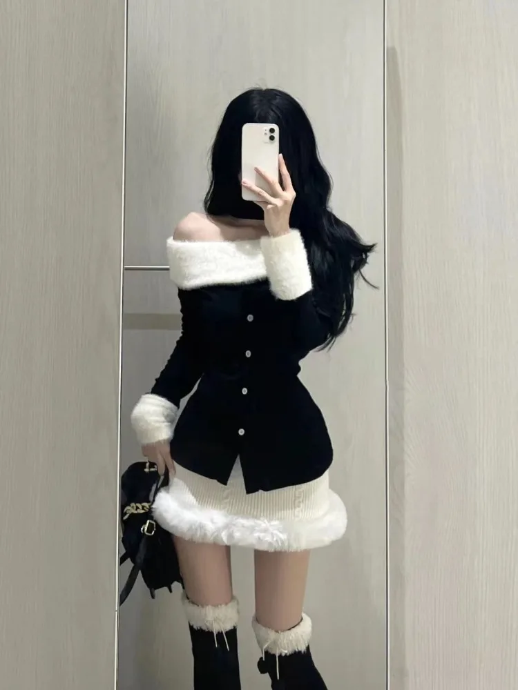 Mulheres-fora-do-ombro-saias-slim-fit-top-e-cintura-alta-moda-sexy-Y2K ...