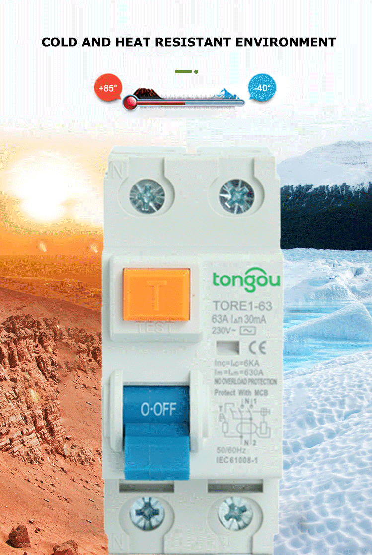 2P 16A 63A 10mA 30mA 100mA 6KA RCCB RCD 230V Electromechanic Residual ...