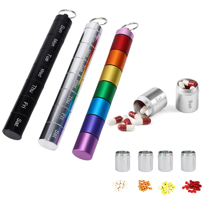 Aluminum Waterproof Pill Box Portable Travel Cases Sealed Organizer ...