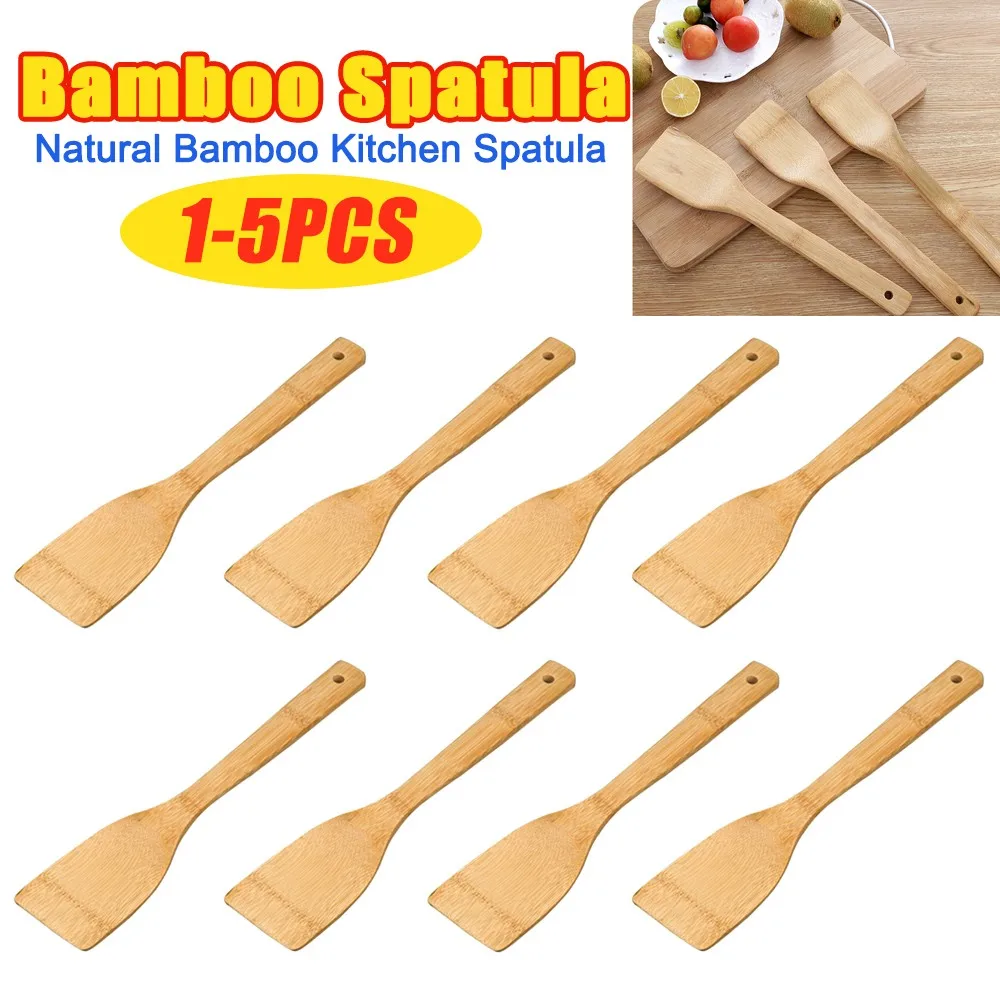 Bamboo Spatula Natural Bamboo Wood Kitchen Spatula Spoon Holder Cooking ...