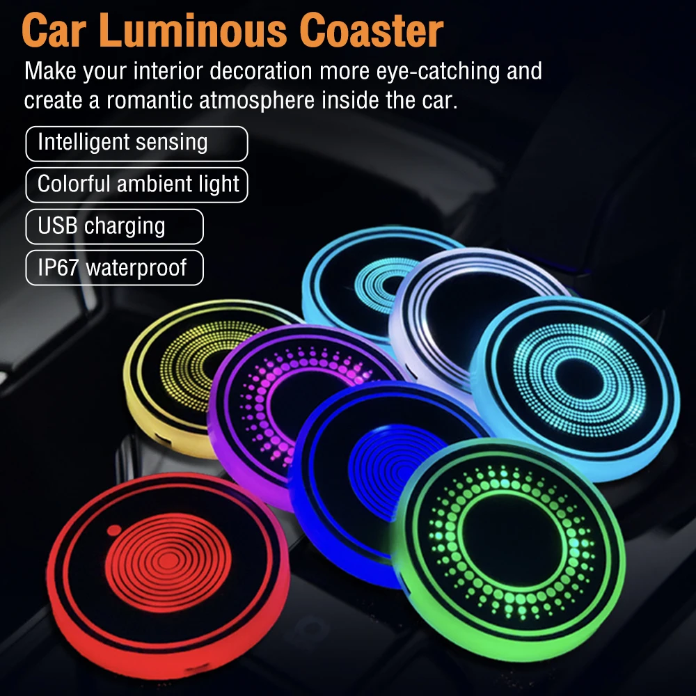 LED-Cup-Holder-Lights-for-Car-Rechargeable-7-Color-Changing-Light-Up ...