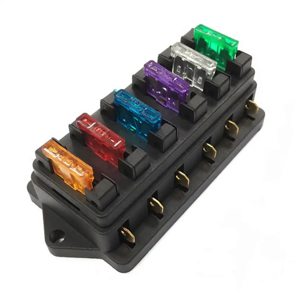 6 Way Car Circuit Standard Blade Fuse Box Block Holder Fuse For 12V