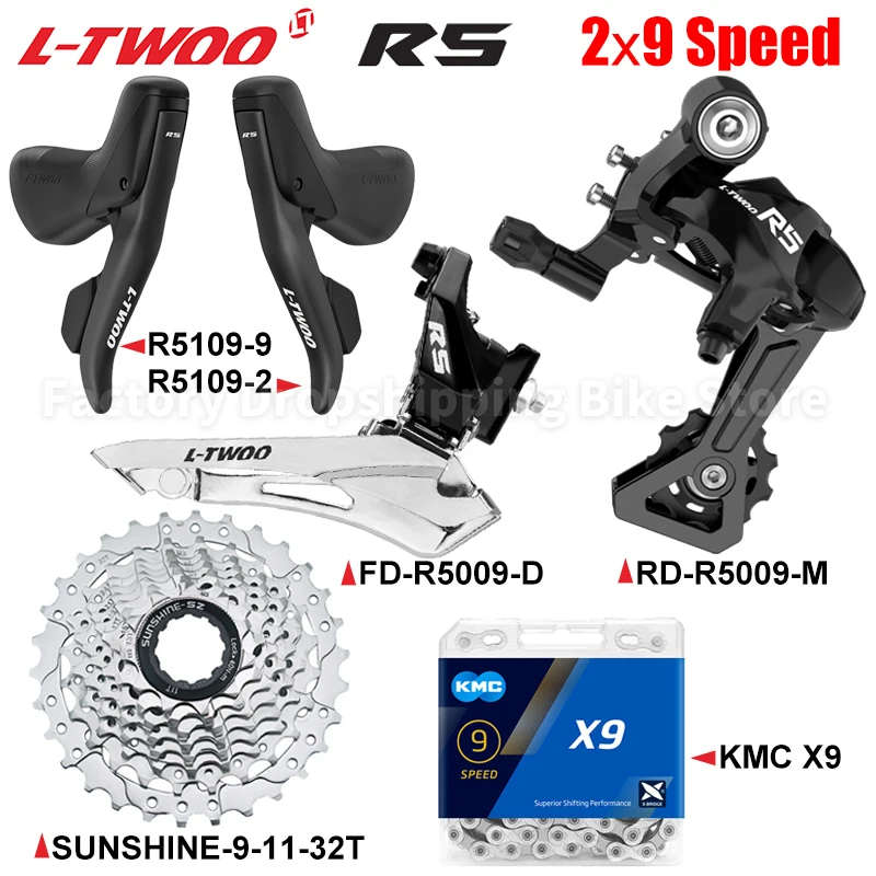 LTWOO-R5-2x9-Speed-Road-Bike-Derailleur-Groupset-Mechanical-Brake-Rear-Derailleur-23T-25T-28T ...