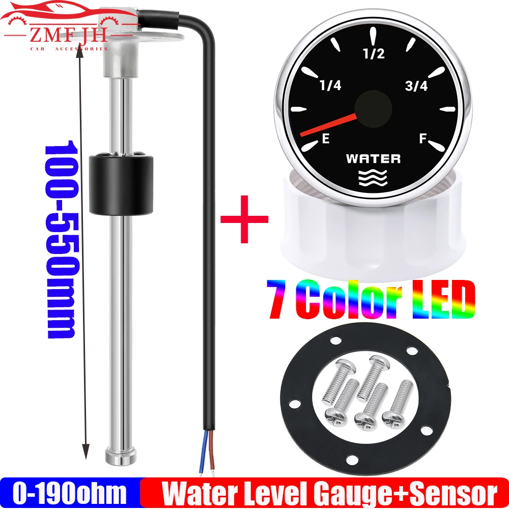 0-190-Ohm-Water-Level-Sensor-52mm-Water-Level-Gauge-with-7-Color ...