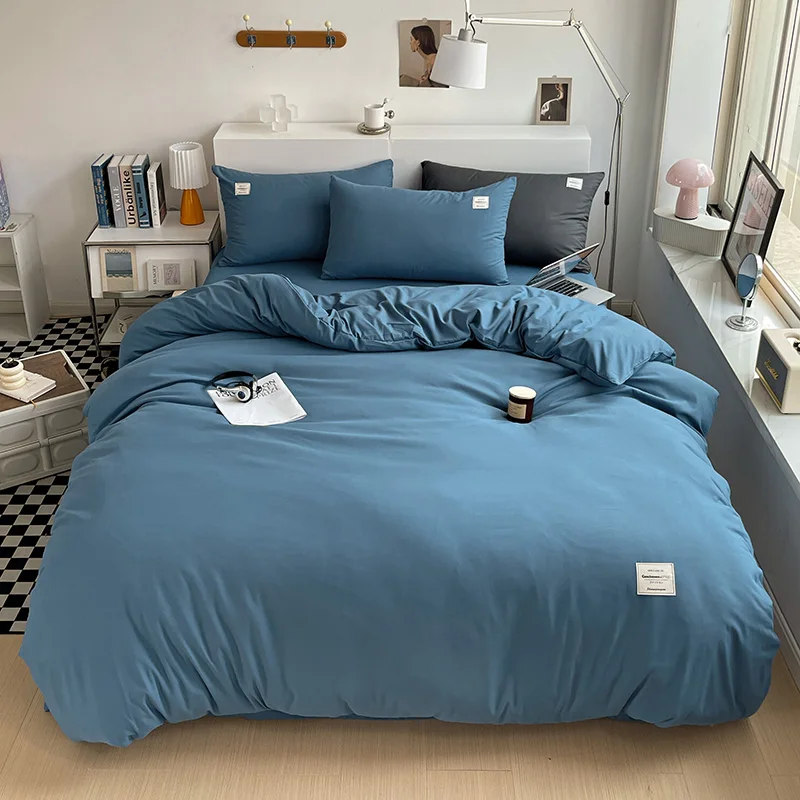 Bedding-Set-High-Quality-Fabric-Duvet-Cover-Set-Solid-Color-Bed-Cover ...