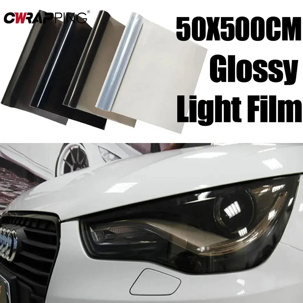 50*500cm Gloss Transparent Light Black Smoke Film Headlight Taillight ...