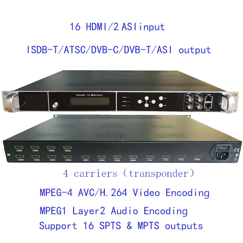 4/8 portadores 16 hdmi a DVB C/dvb t/atsc/ISDB T modulador do codificador da tevê digital ...