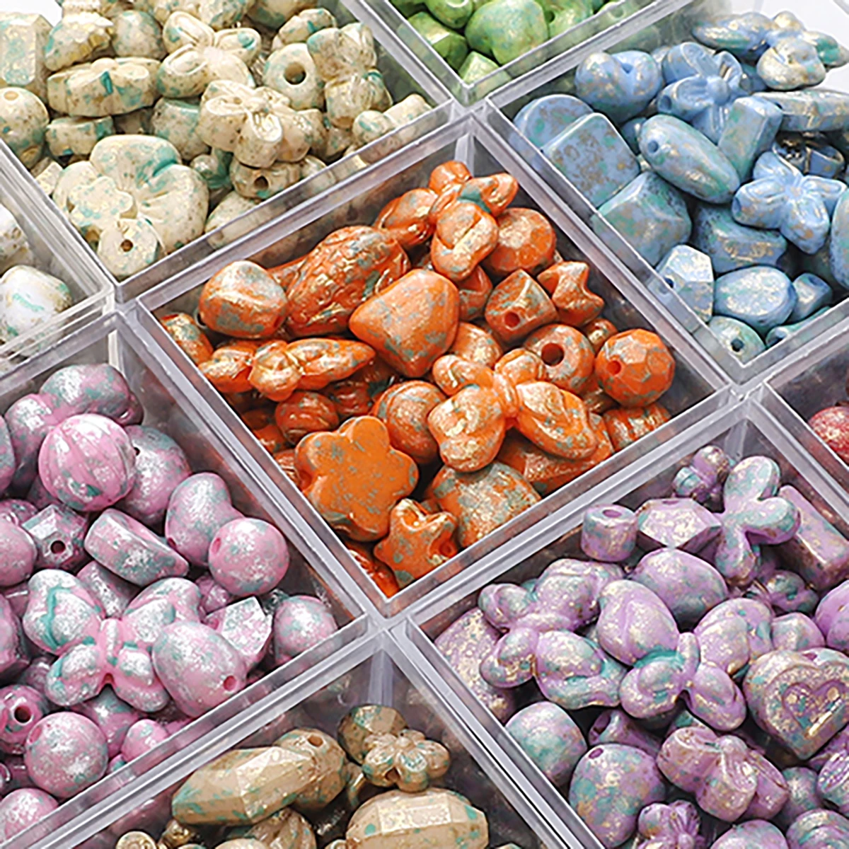 10g/Bag Acrylic Imitation Picasso Dyeing Mixed Beads Unique Loose Beads ...