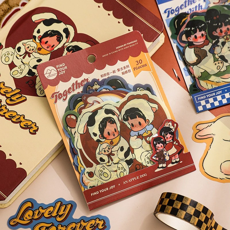 30 Pcs Together With You Vintage Style Stationery Sticker Set For Gift ...