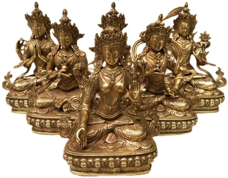 21CM-Copper-Statue-Medicine-Master-Buddha-Yellow-God-Wealth-Green-Tara ...