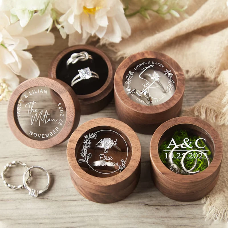 Personalized-Wooden-Engagement-Ring-Box-Custom-Wedding-Round-Black ...