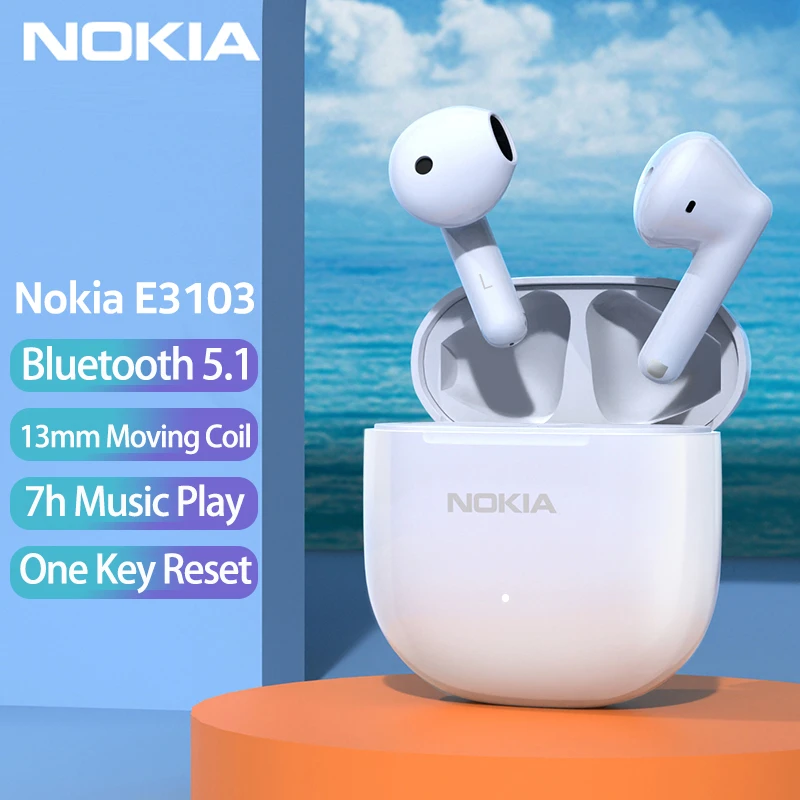 NEW Original Nokia E3103 TWS Wireless Earphone Bluetooth 5.1 Dual Stereo Noise Reduction Bass ...