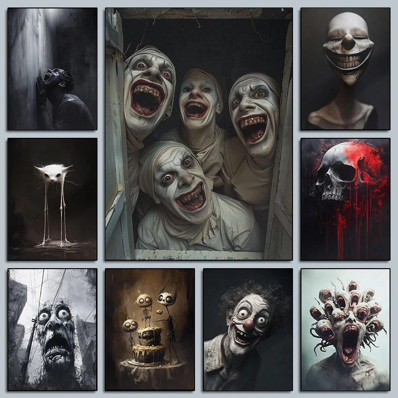 Gothic Dark Spooky Whimsigoth Zombie Posters Scary Clowncore Gruesome ...