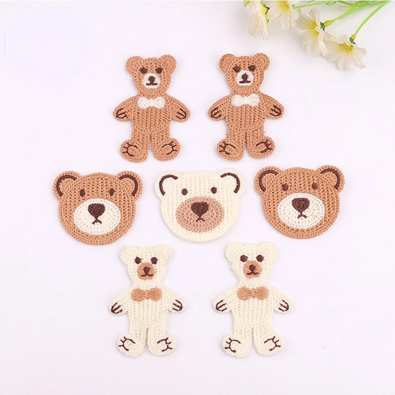 10 Pcs Cartoon Bear Embroidery Cloth Stickers DIY Hair Accessories ...