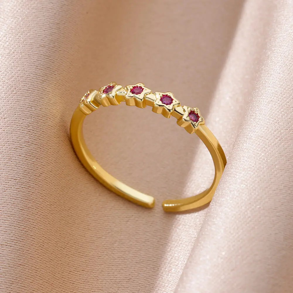 Mini-Water-Drop-Zircon-Star-Rings-for-Women-Stainless-Steel-Gold-Color ...