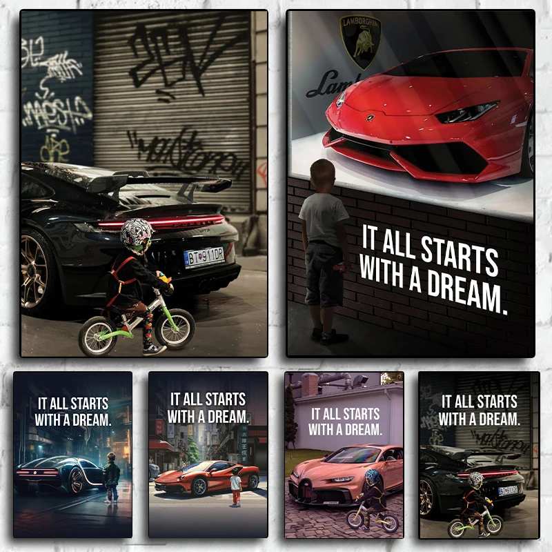 Supercar-Motivation-poster-Children-in-the-car-fare-text-poster-canvas ...