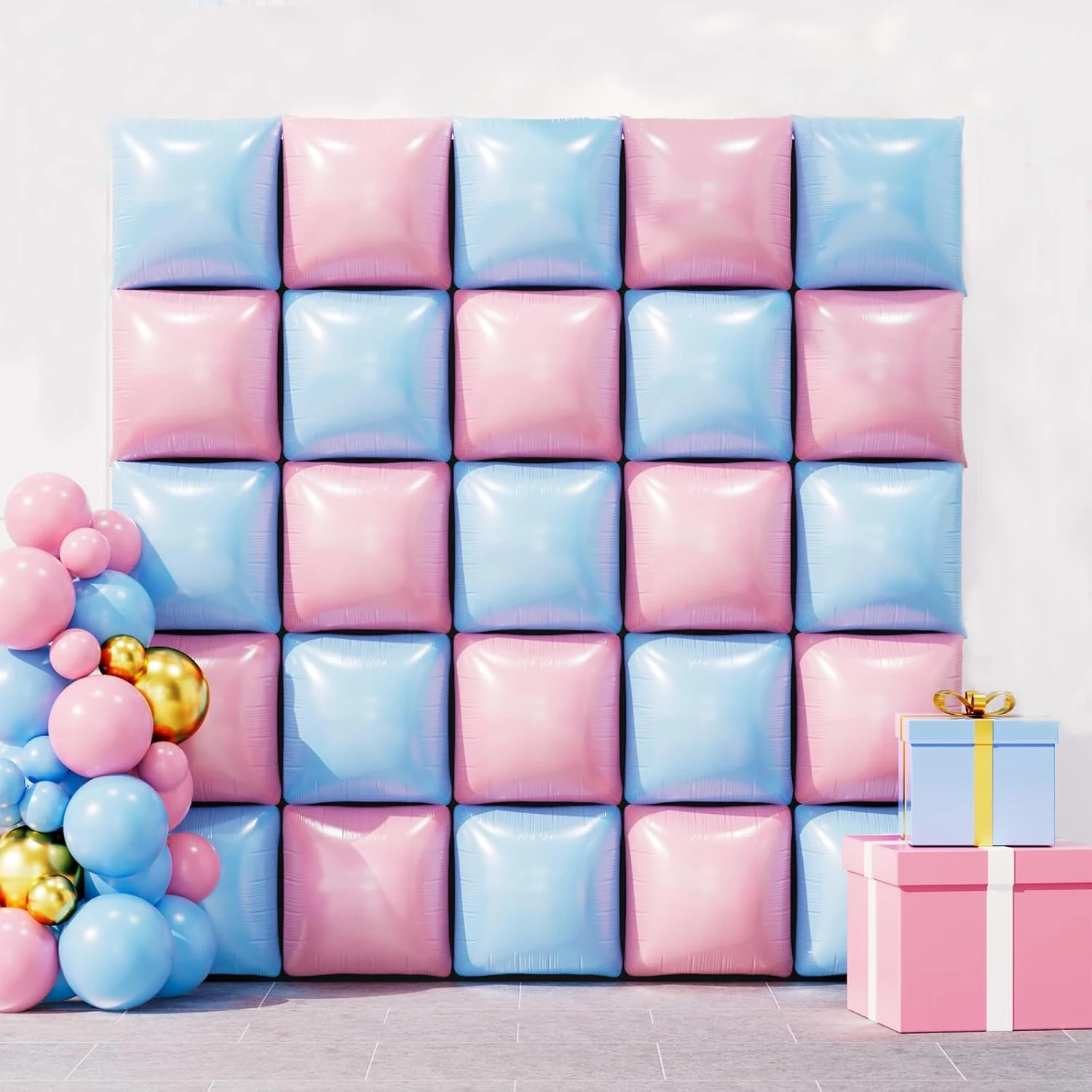 50/25Pcs Matte Blue Pink Square Foil Balloons Wall Double-sided Square ...