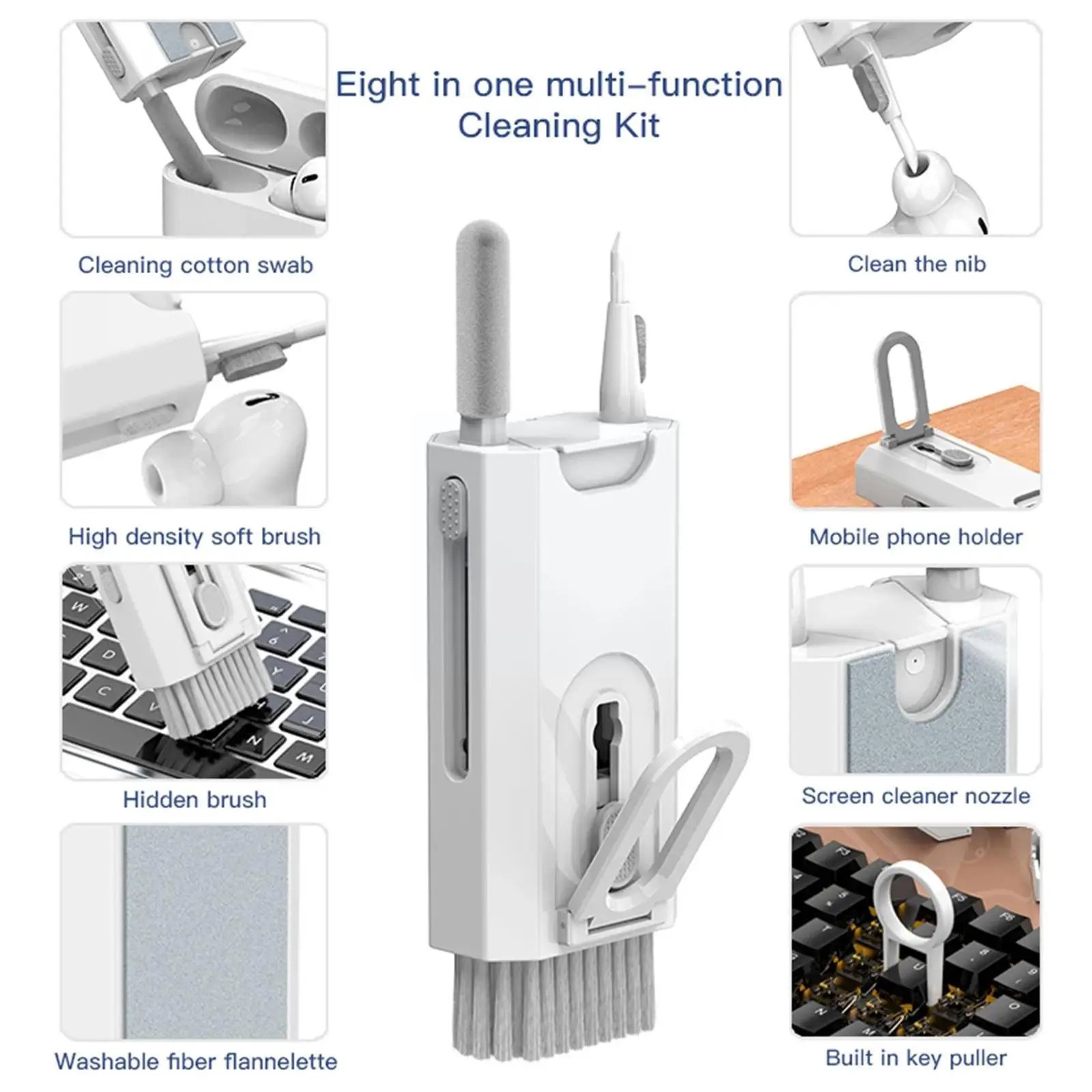 8 In 1 Earphone Cleaner Brush Kit Camera Phone Tablet Laptop TV Screen ...