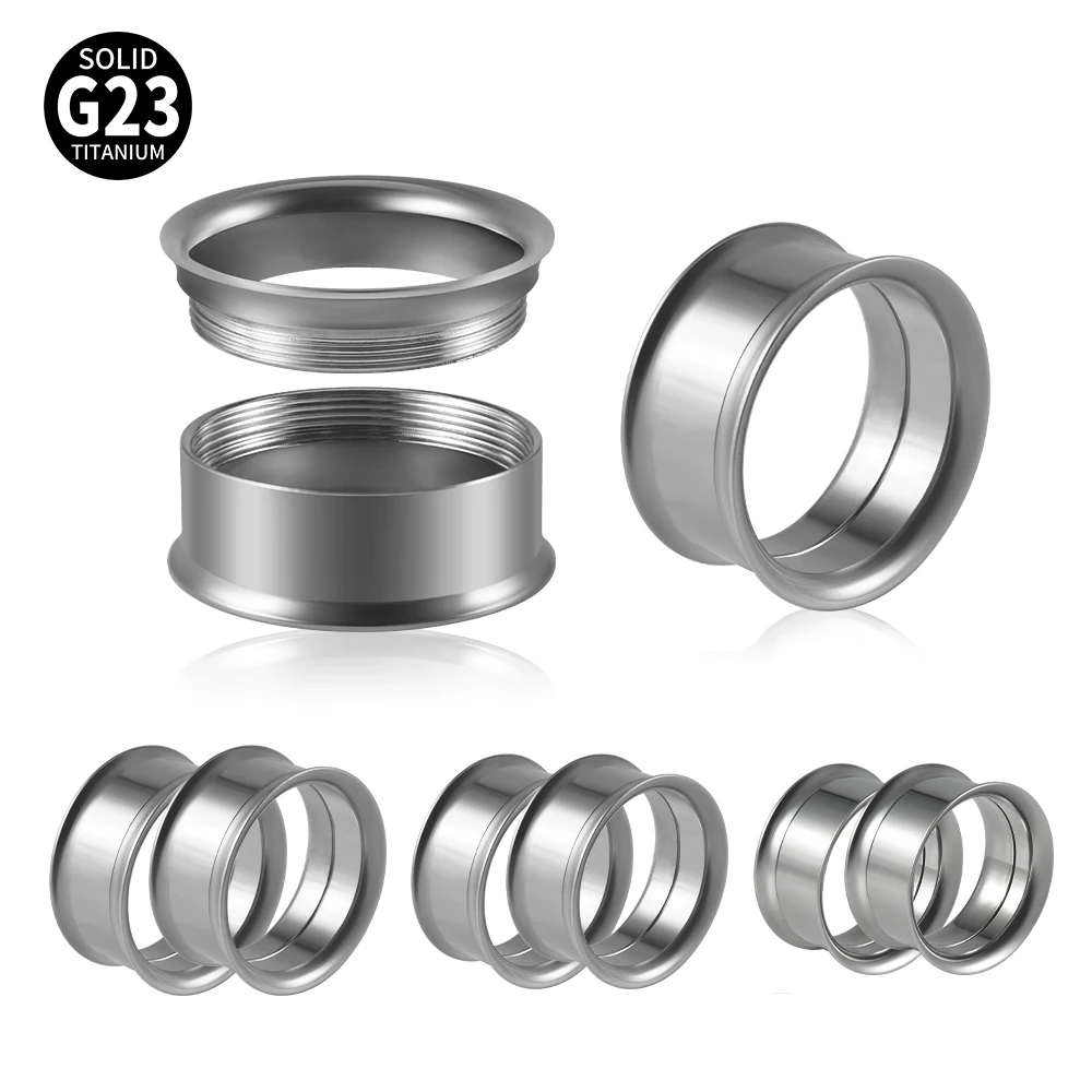 1Pair-G23-Titanium-Internally-Thread-Double-Flared-Ear-Tunnel-Silver ...