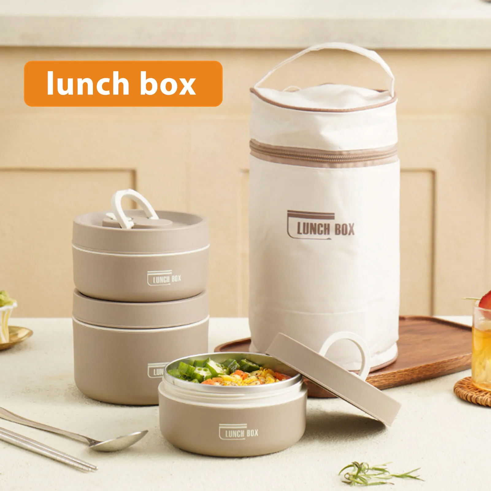 Portable Thermal Lunch Box Set of Adult Stainless Steel Thermal Lunch ...
