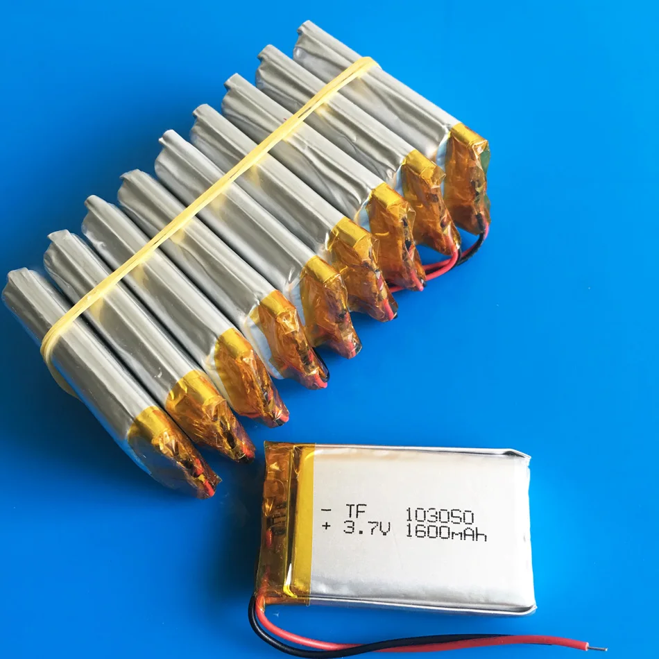 10 PCS 3.7V 1600mAh Lipo Rechargeable Battery 103050 Lithium Polymer ...