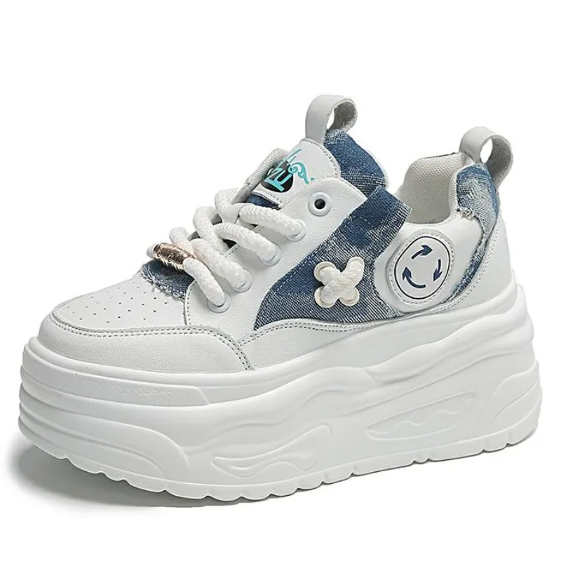 8cm-Canvas-Denim-Platform-Wedge-Shoes-Chunky-Sneaker-Casual-Comfy-High ...
