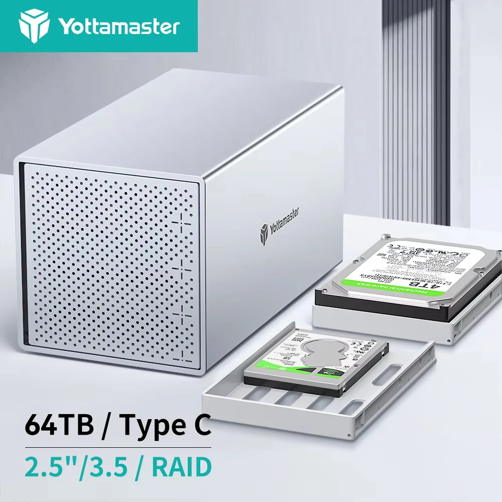 [PS400] Yottamaster 4 Bay RAID Enclosure Aluminum 4-slot 2.5" 3.5" USB3 ...
