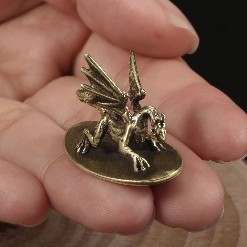 Solid Brass pterosaur Dragon Small Statue Desktop Ornament Chinese ...