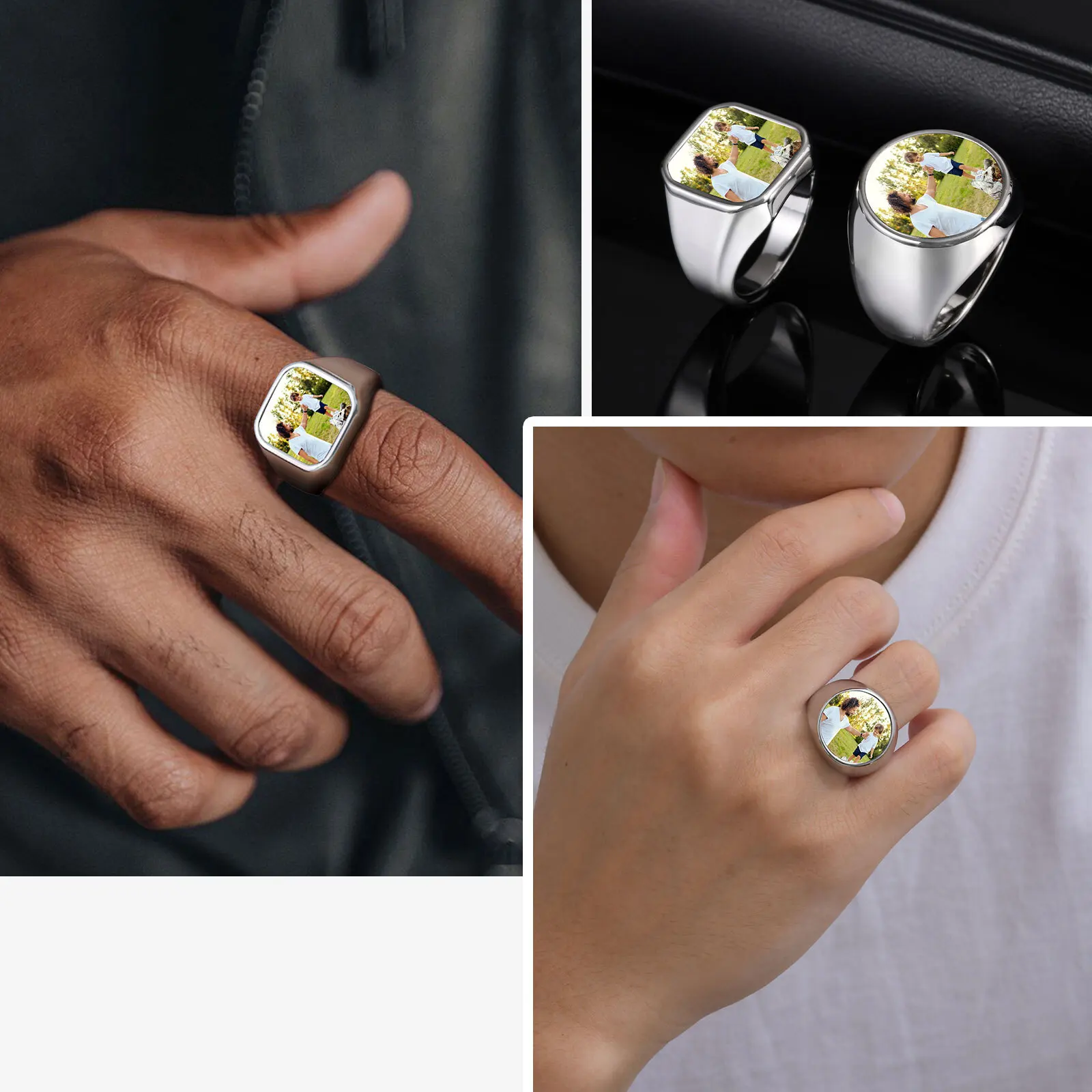 Vnox Gepersonaliseerde roestvrijstalen foto ring – Gepersonaliseerde ...