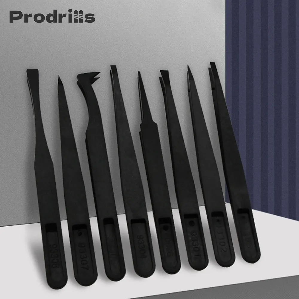 Precision-Tweezers-Set-Carbon-Fiber-Plastic-Upgraded-Anti-Static-Curved ...