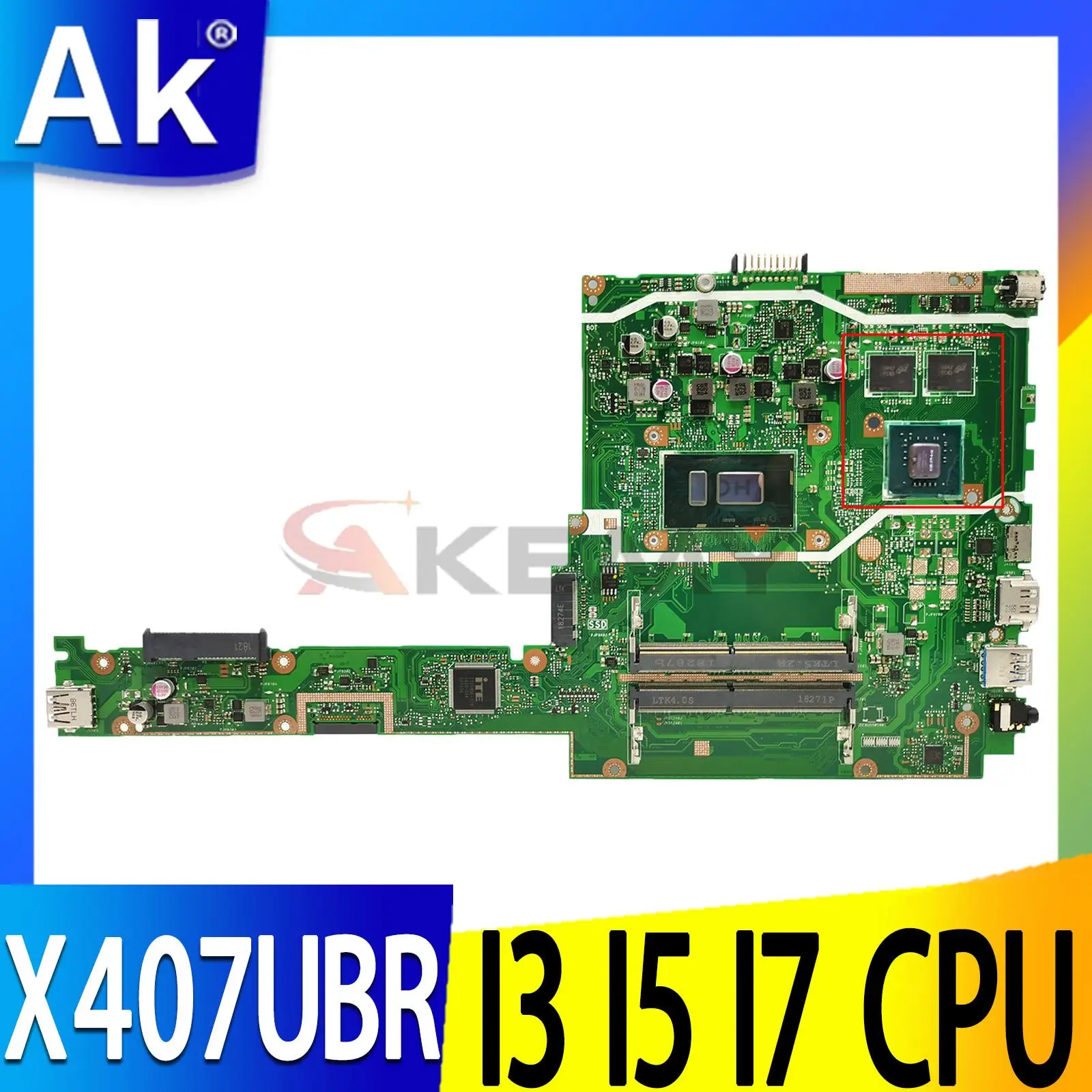 X407UB Mainboard FOR ASUS X407UAR X407UBR X407UA A407 Laptop ...