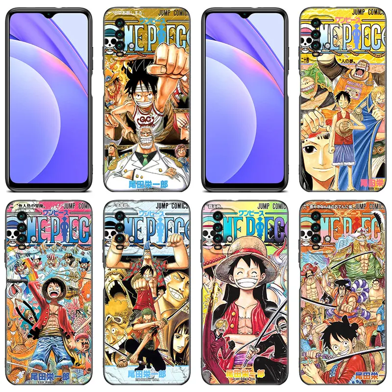 Funda de teléfono negra con póster de Anime One Piece para Xiaomi Mi ...