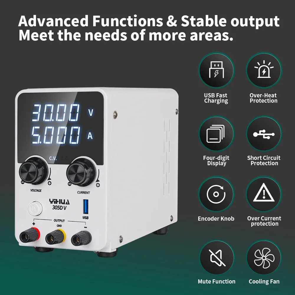YIHUA 305D-V 180W DC Power Supply 30V 5A Adjustable Laboratory ...