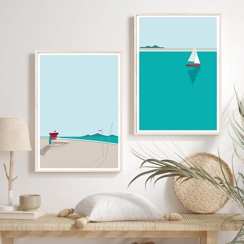 Minimalist-Coast-Boat-Print-Wall-Art-Coast-Posters-and-Prints-Nordic ...