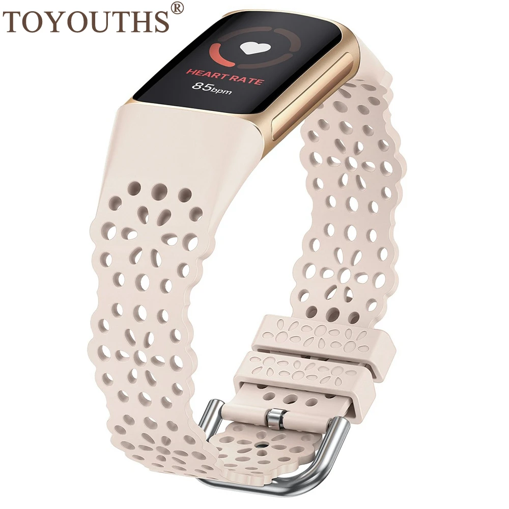 TOYOUTHS-Lace-Silicone-Band-for-Fitbit-Charge-6-Fitbit-Charge-5-Fancy ...