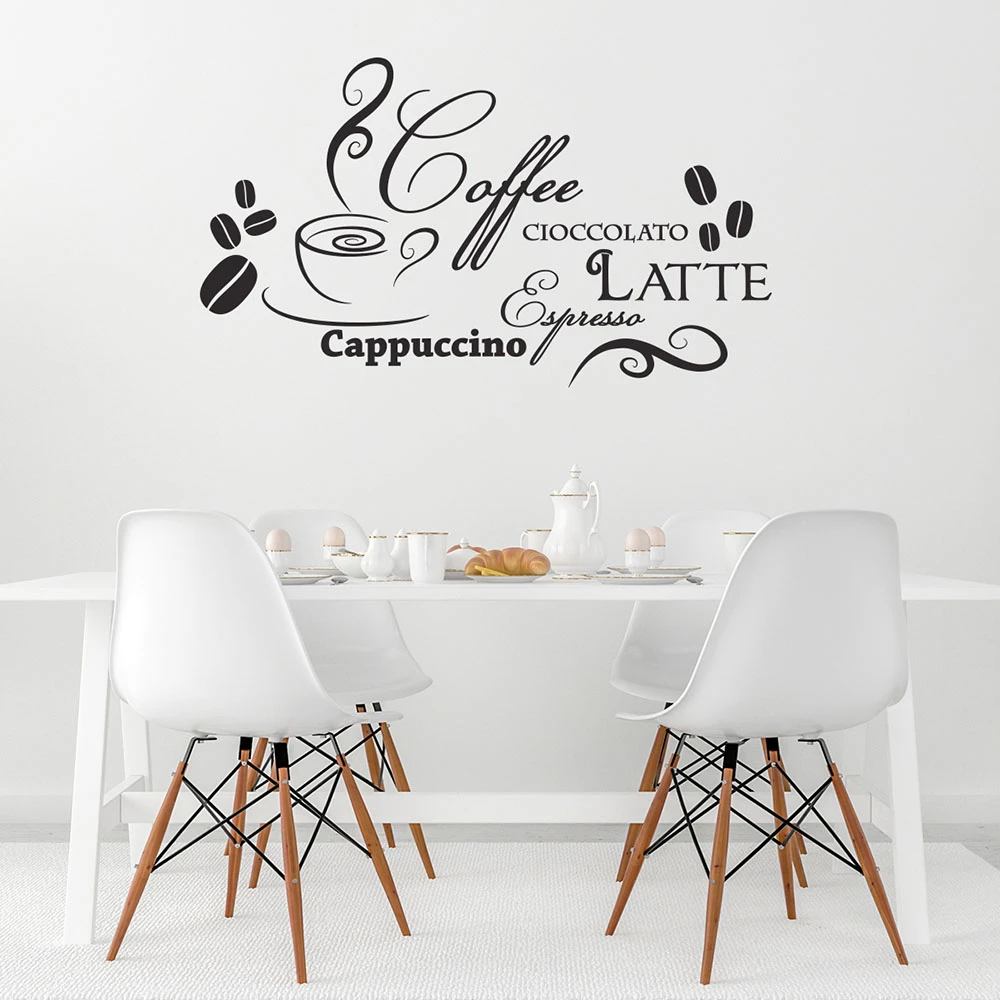 Modern Coffee Espresso Chocolate Window Wall Sticker Kitchen Cafe Italy ...