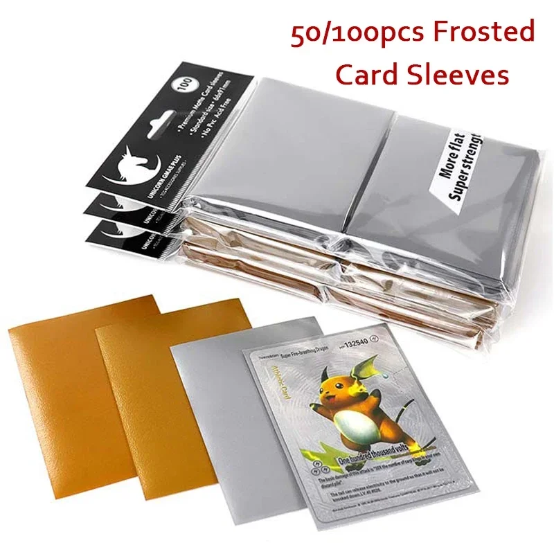 100-50Pcs-66x91mm-For-Pokemon-Card-Gold-Silver-Trading-Card-Sleeve ...