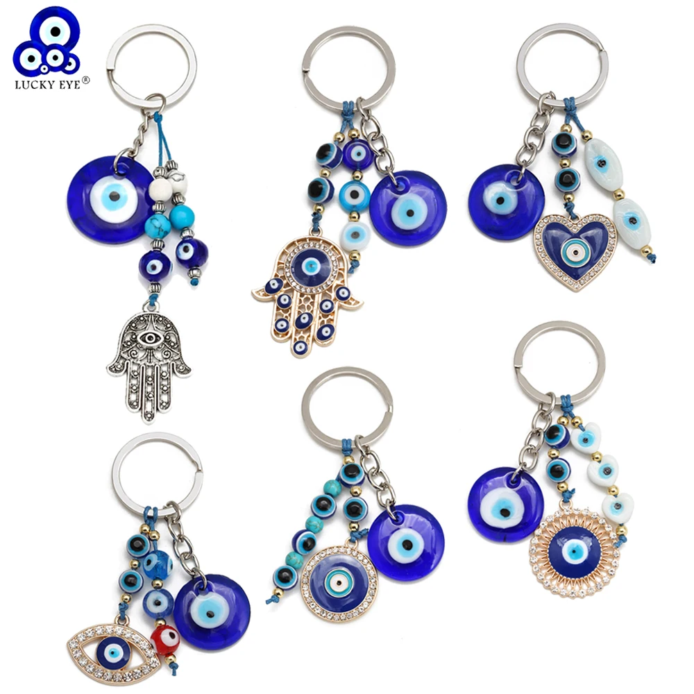 Lucky-Eye-Alloy-Fatima-Hand-Elephant-Owl-Tree-of-Life-Keychain-Blue ...