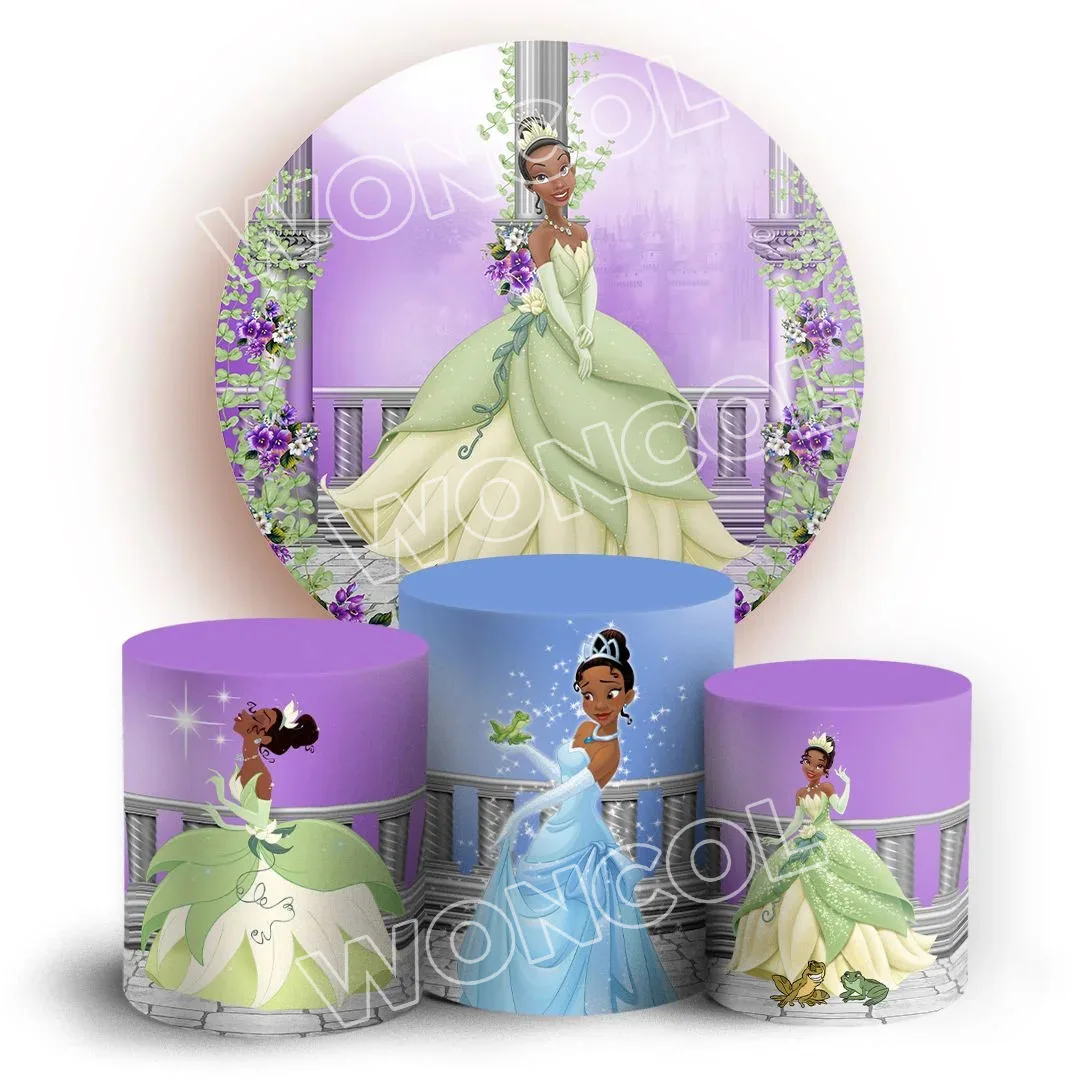 Princess Tiana Round Cover Girls Birthday Party Backdrop The Princess ...